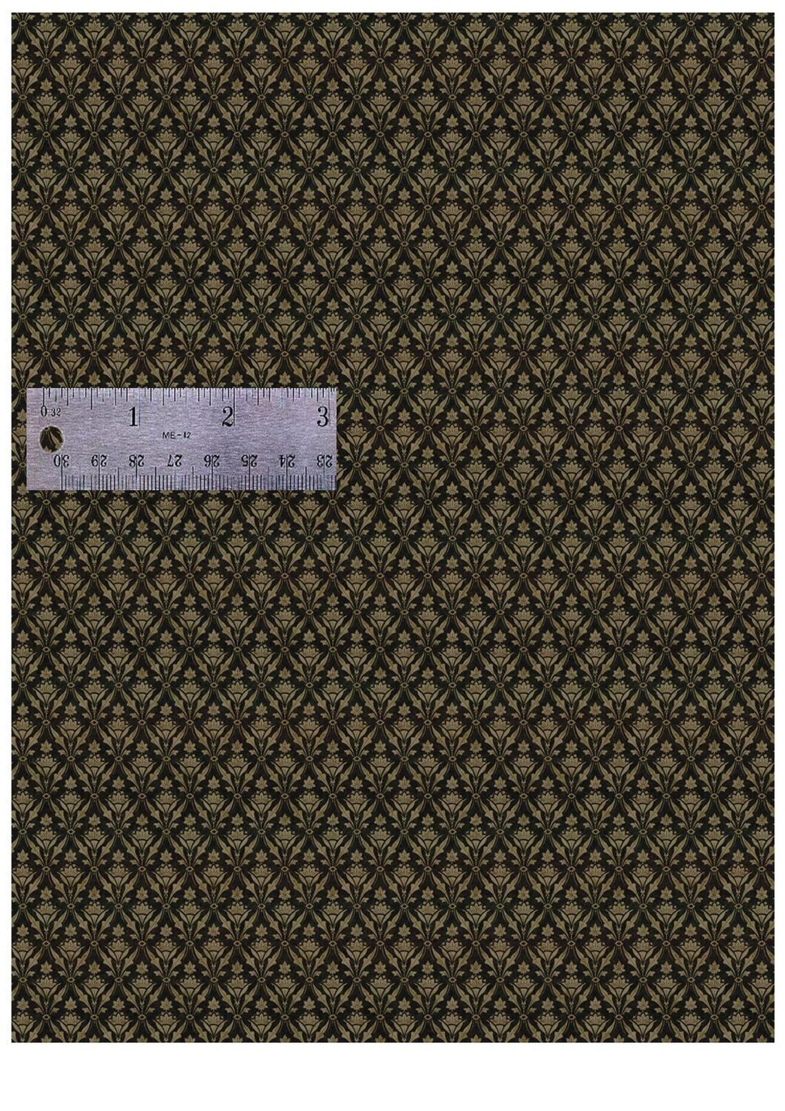 1/12 1/24 1/48 Dollhouse Victorian Ornate Gold Floral Pattern on Black ...