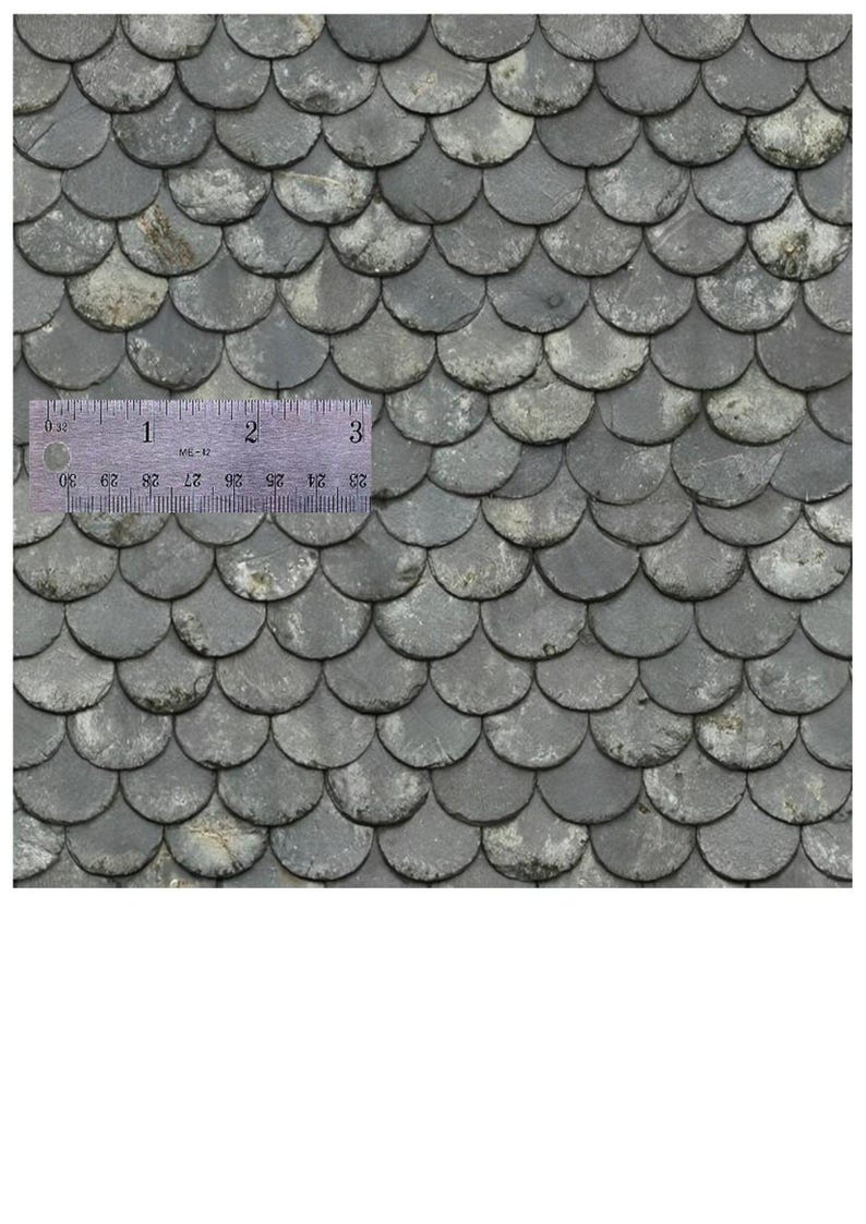 1/12 1/24 1/48 Dollhouse Gray Fish Scale Slate Roof Shingles Printable ...