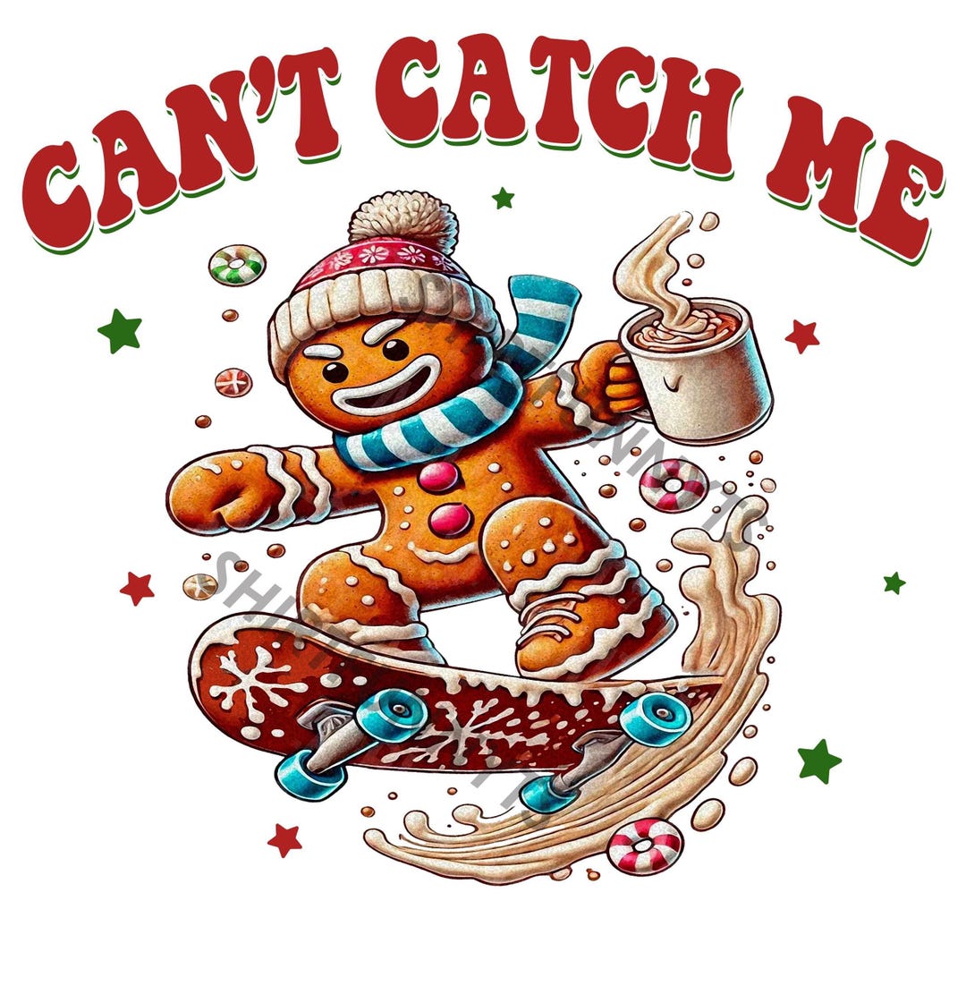 Can't Catch Me Gingerbread Png, Skater Gingerbread PNG, Gingerbread Man ...