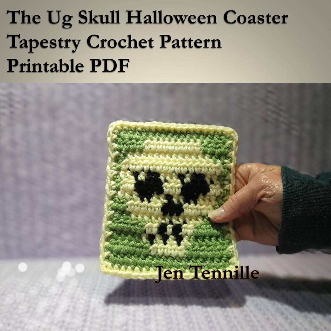 Crochet Pattern the Ug Skull Coaster Halloween Tapestry Crochet Quick ...