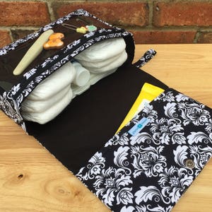 Black Damask Diaper Bag With Clear Zipper Pouch Diaper - Etsy
