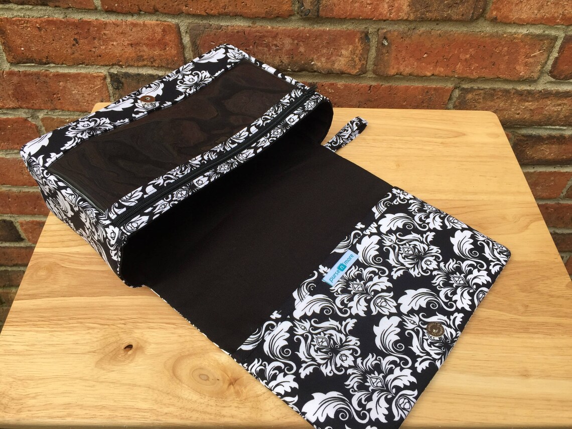 Black Damask Diaper Bag With Clear Zipper Pouch Diaper | Etsy