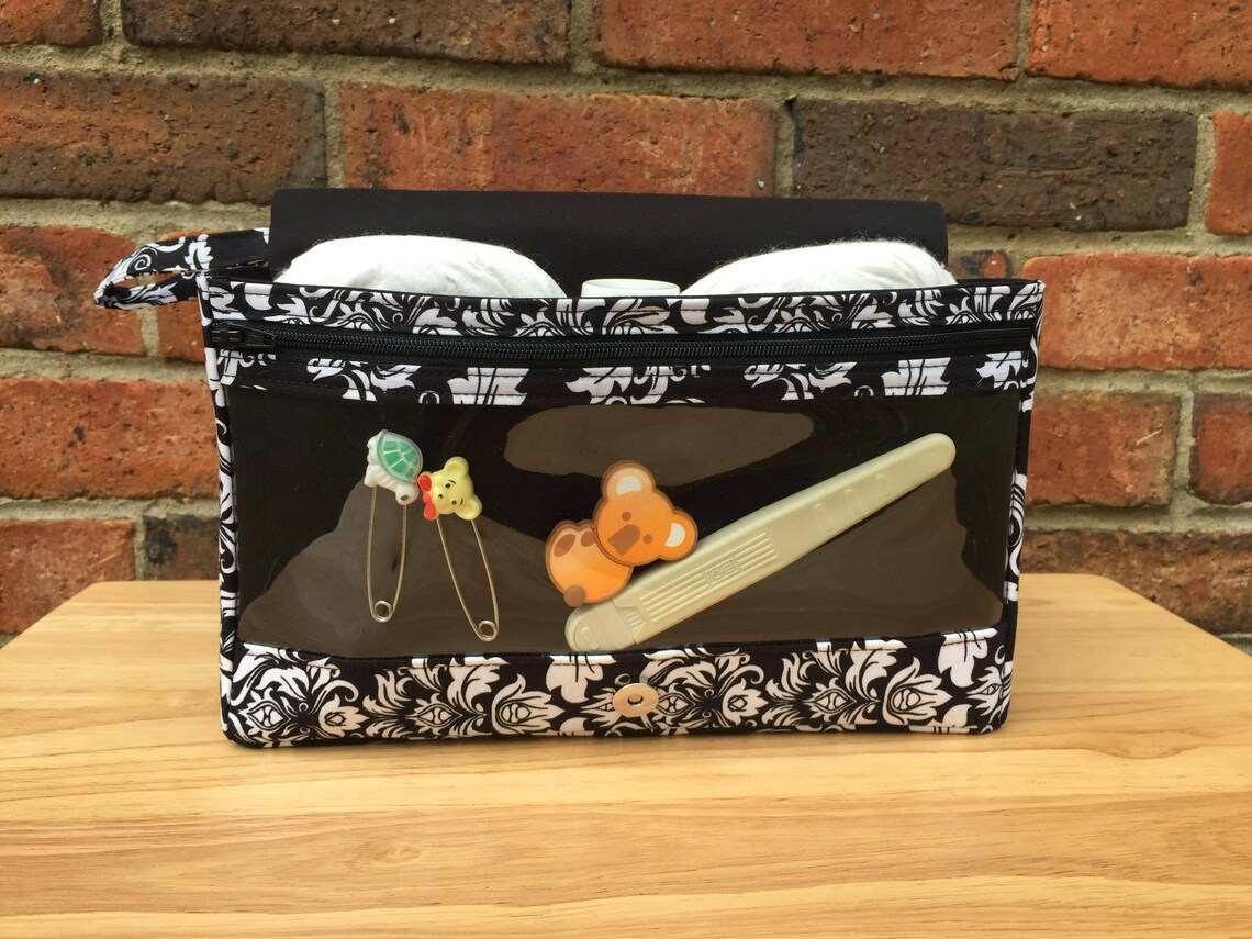 Black Damask Diaper Bag With Clear Zipper Pouch Diaper | Etsy