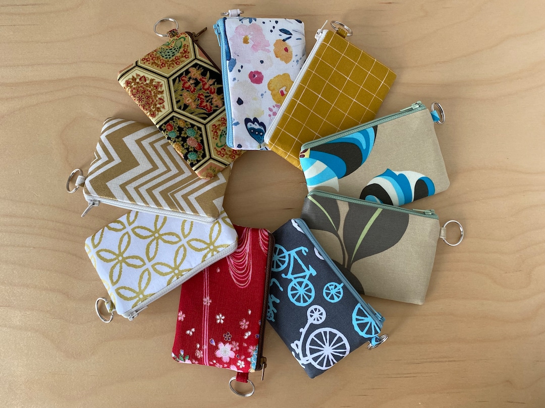 Small Cotton Coin Purse With Key Ring, Credit Card Pouch - Etsy