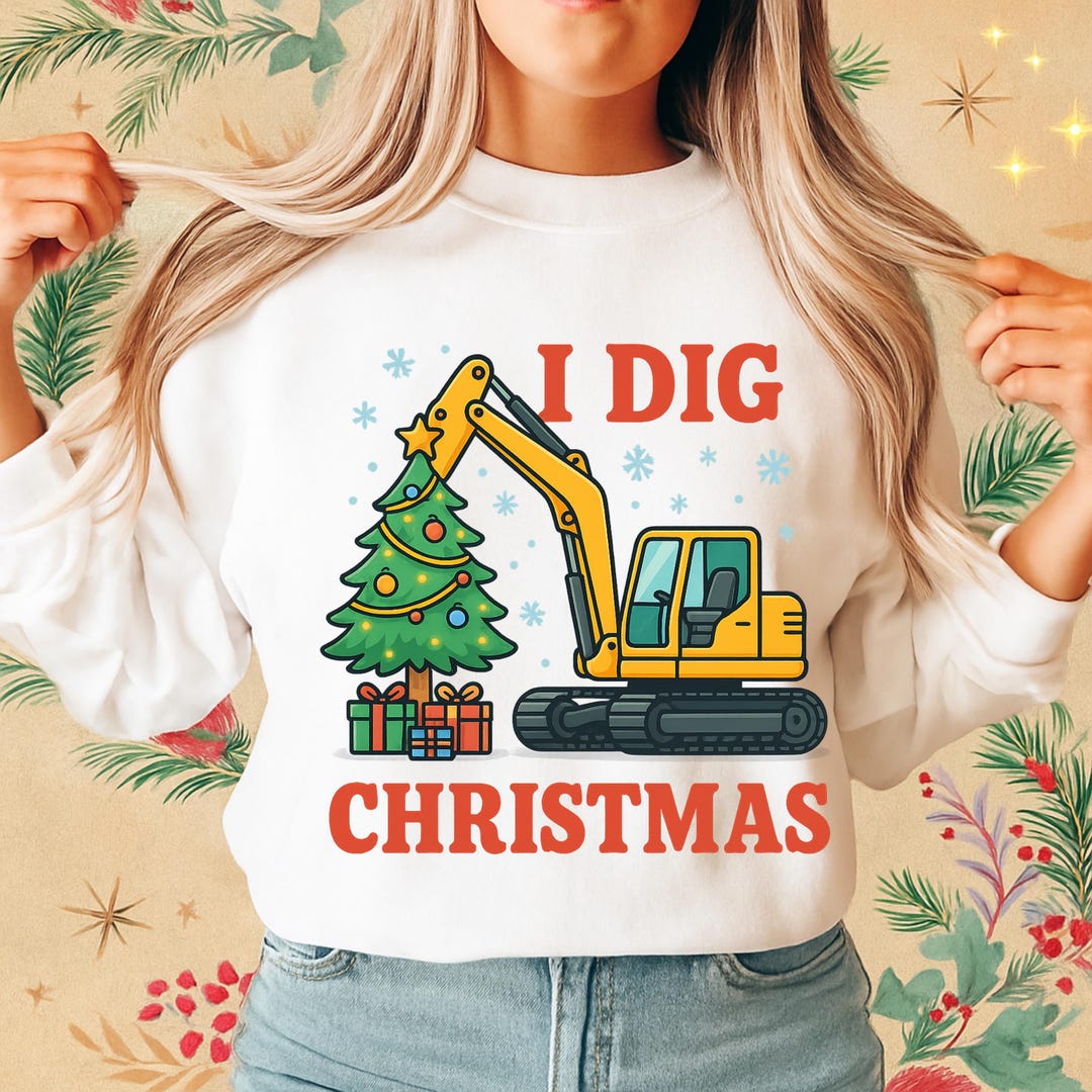 I Dig Christmas PNG, Construction Truck Holiday Design, Excavator ...