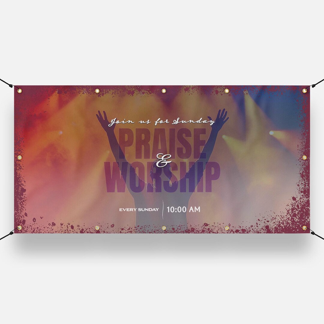 Custom Church Banner, Worship Sign, Sunday Service Outdoor Banner ...