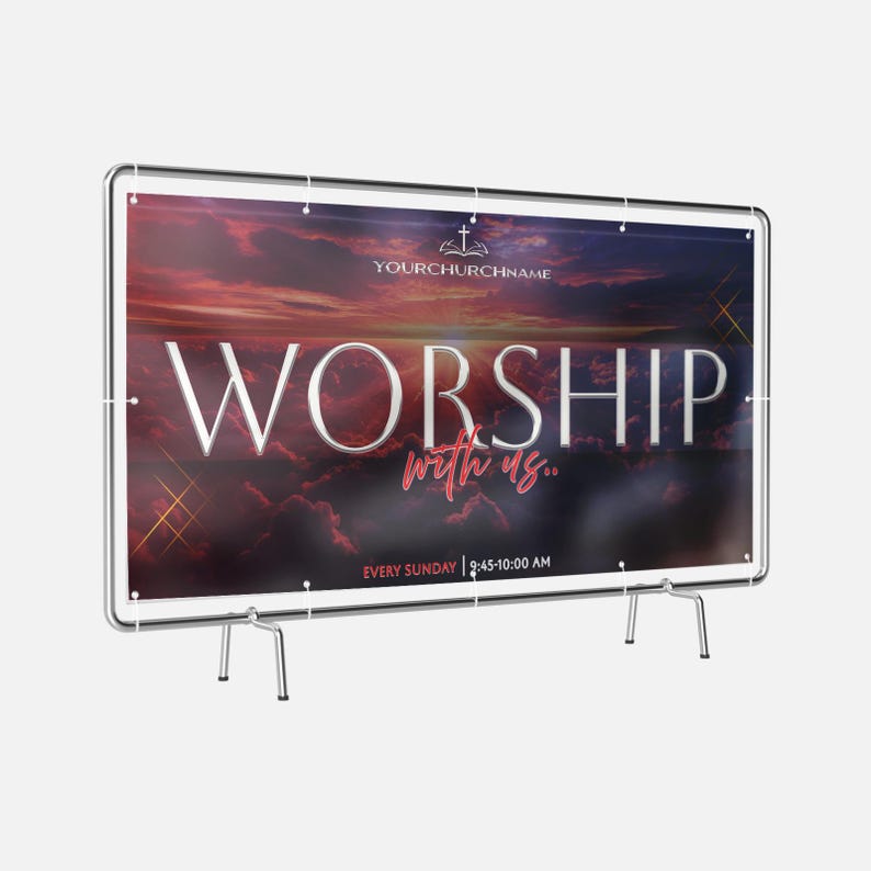 Custom Church Banner, Worship Sign, Sunday Service Outdoor Banner ...