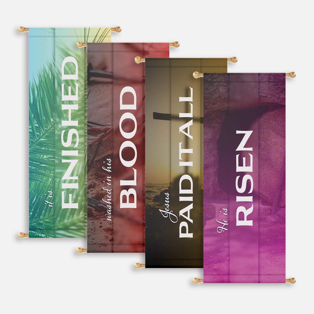 Custom Church Banners, Church Decor, Scripture Sanctuary, Set of 4 ...