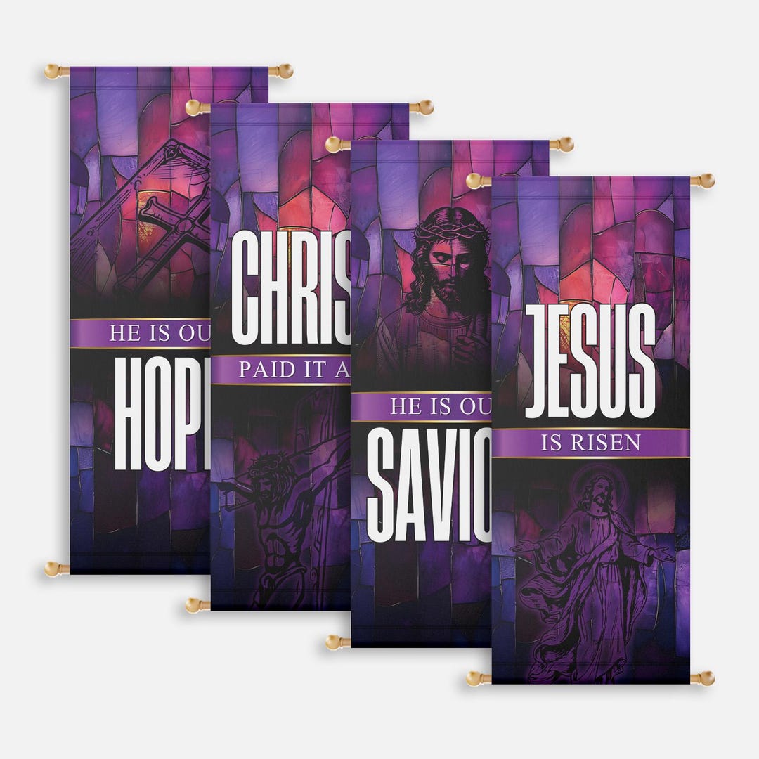 Custom Church Banners, Church Decor, Scripture Sanctuary, 4 Banner Set ...