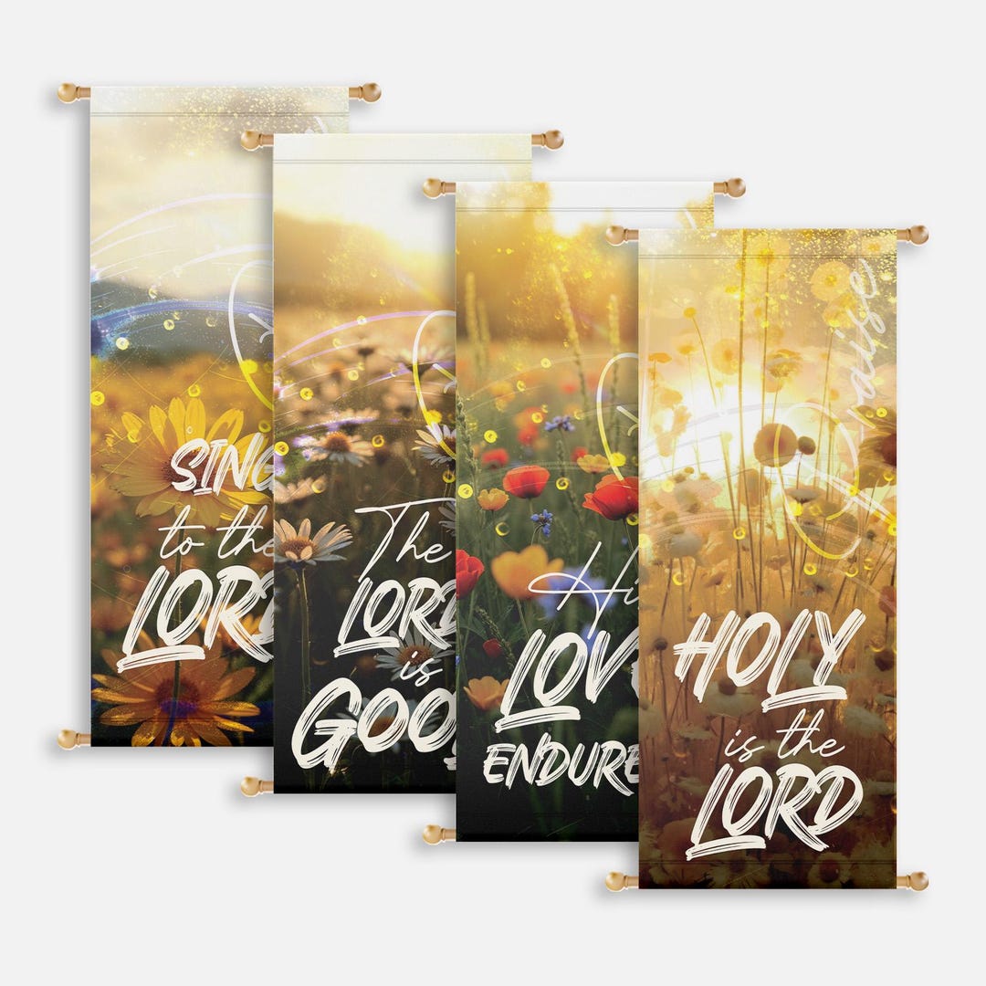 Custom Church Banners, Church Decor, Scripture Sanctuary, Set of 4 ...