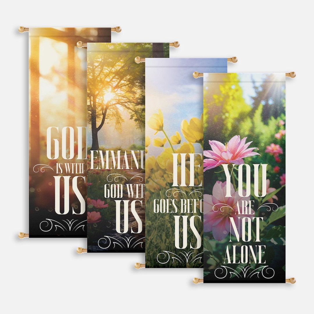 Custom Church Banners Decor, Scripture Sanctuary, 4 Church Banner Set ...