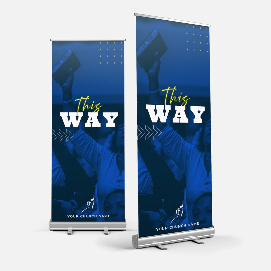 Welcome Church Retractable Banner, This Way Sign, Custom Banners Decor ...