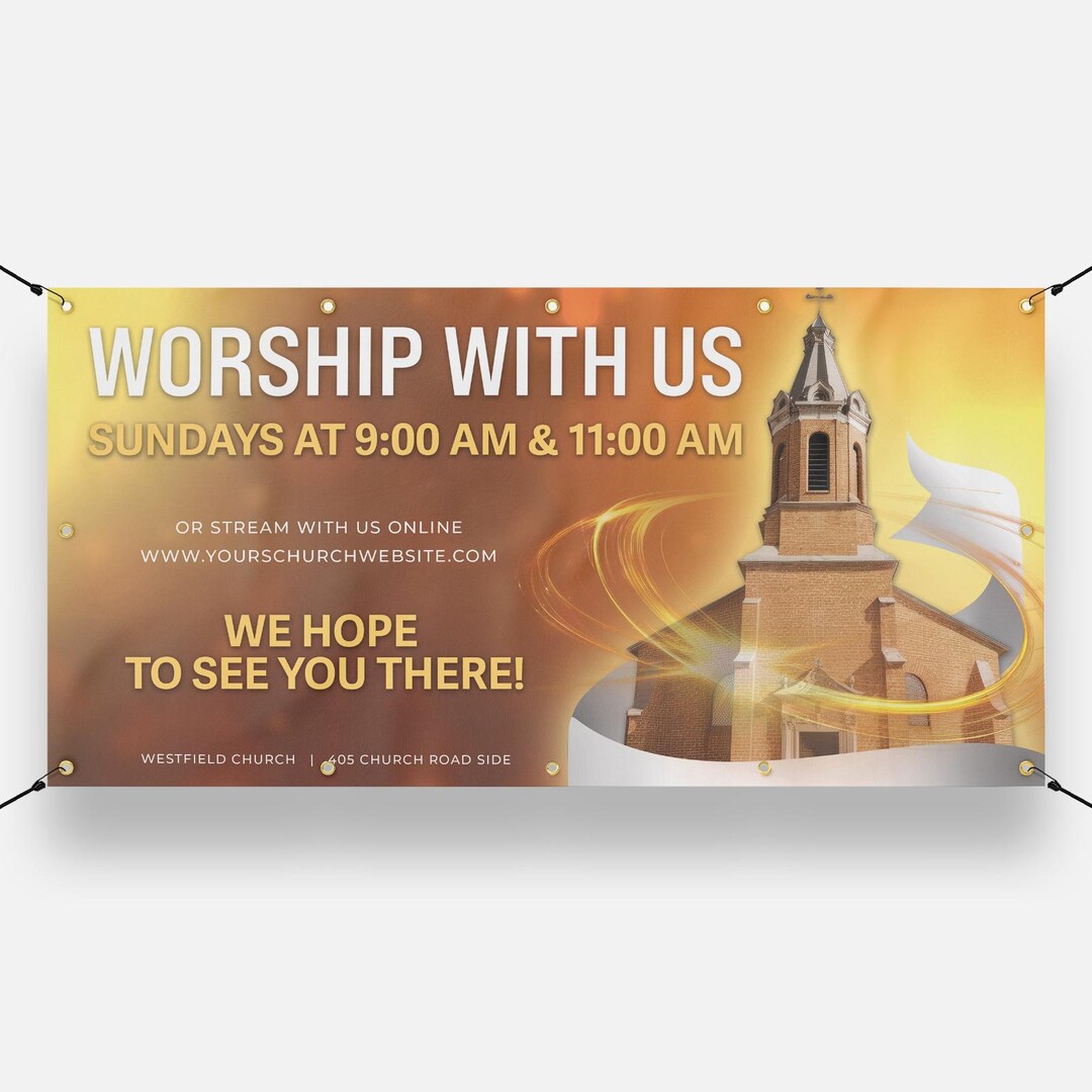 Custom Church Banner, Worship Sign, Sunday Service Outdoor Banner ...