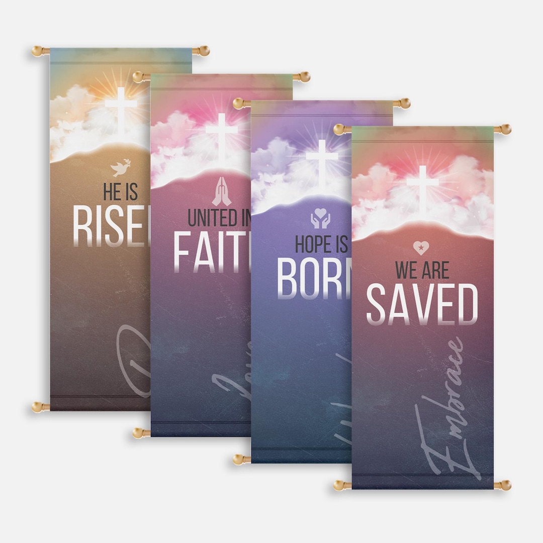 Custom Church Banners, Church Decor, Scripture Sanctuary, Set of 4 ...