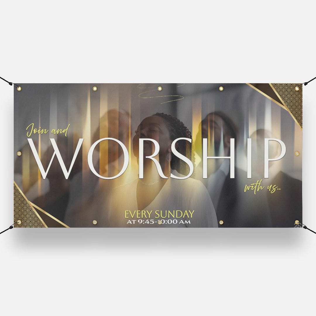 Custom Church Banner, Worship Sign, Sunday Service Outdoor Banner ...