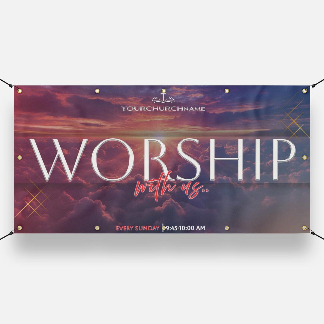 Custom Church Banner, Worship Sign, Sunday Service Outdoor Banner ...