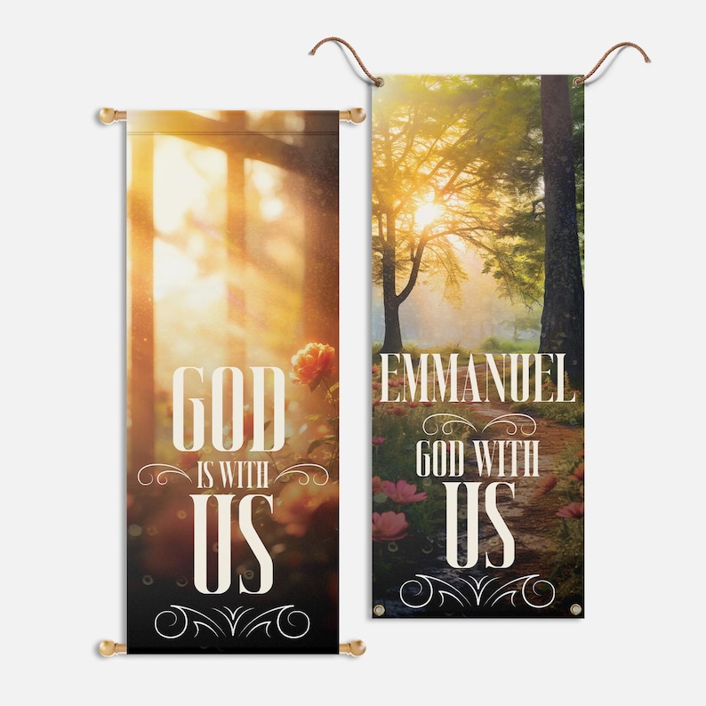 Custom Church Banners Decor, Scripture Sanctuary, 4 Church Banner Set ...