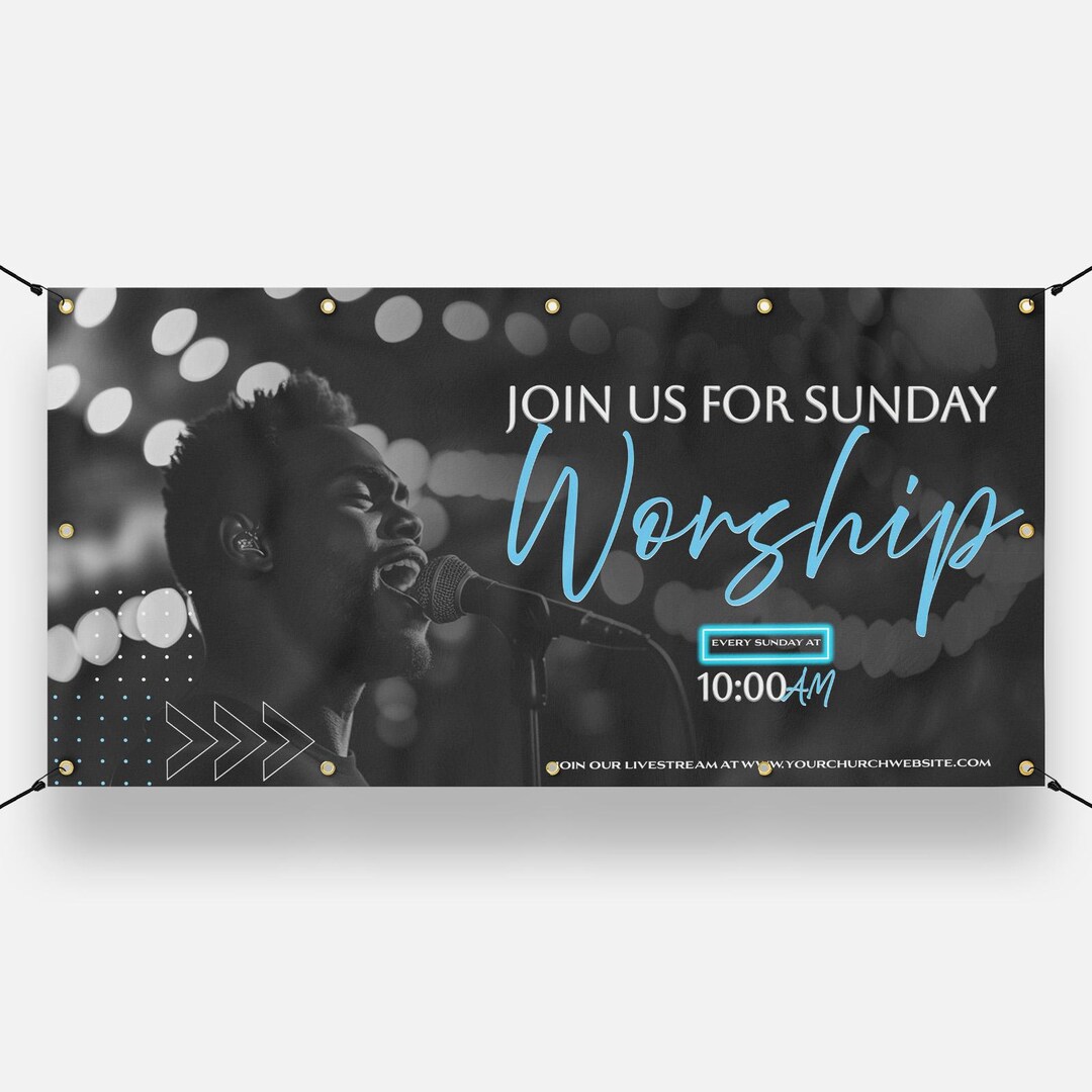 Custom Church Banner, Worship Sign, Sunday Service Outdoor Banner ...