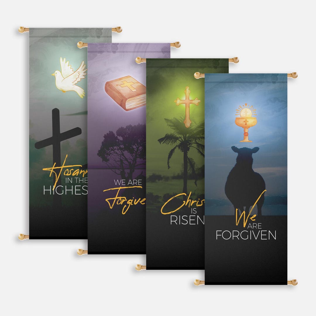 Custom Church Banners, Church Decor, Scripture Sanctuary, Set of 4 ...