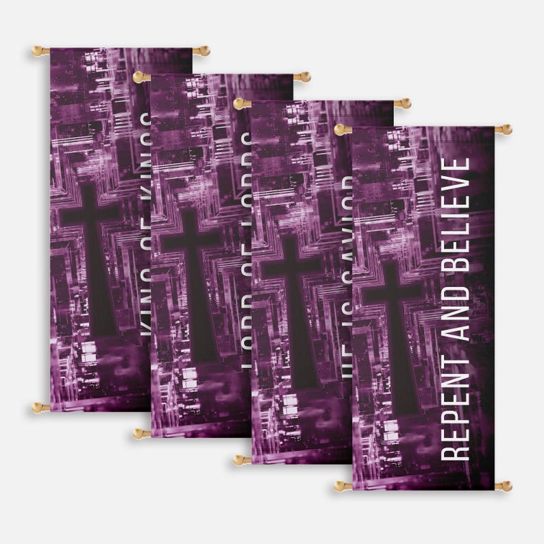 Custom Church Banners, Church Decor, Scripture Sanctuary, 4 Banner Set ...