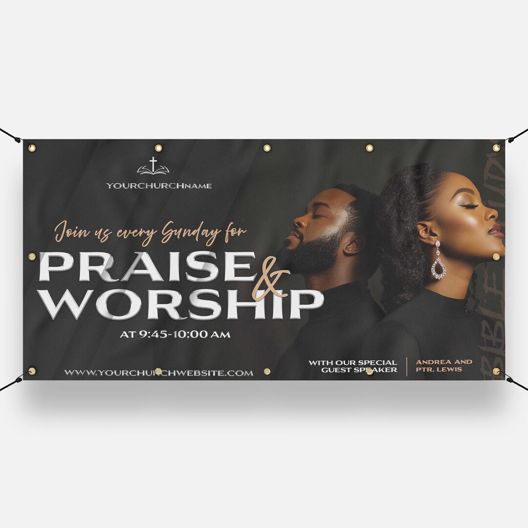 Custom Church Banner, Worship Sign, Sunday Service Outdoor Banner ...