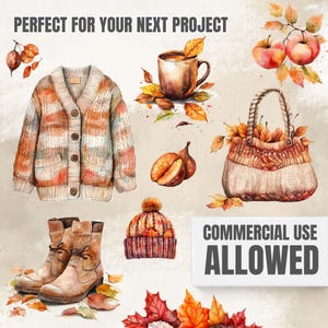 Autumn Fall Clipart, Autumn PNG, Watercolor Autumn Elements Clipart ...