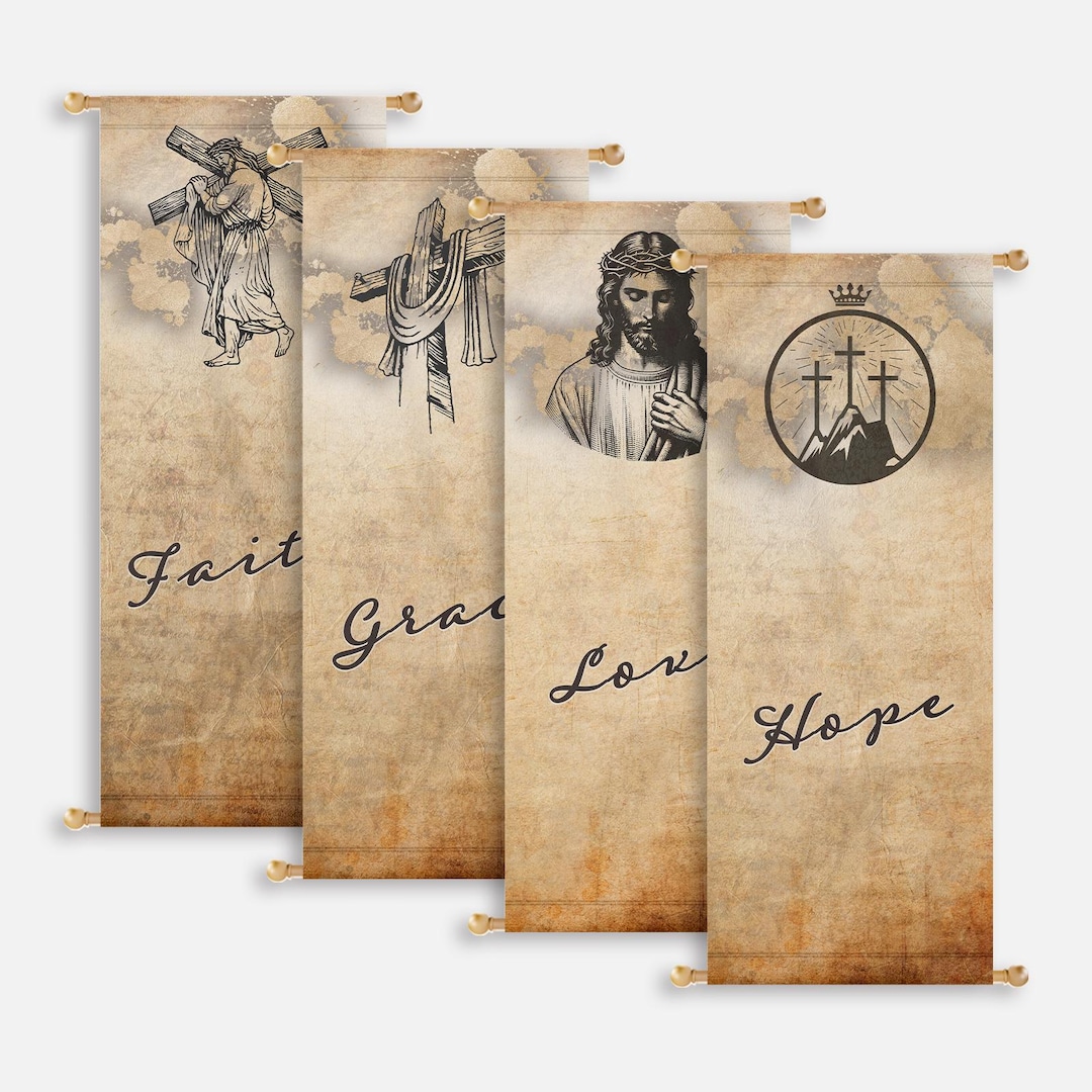 Custom Church Banners, Church Decor, Scripture Sanctuary, Set of 4 ...