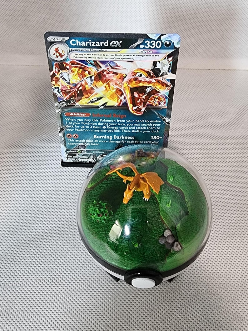 Charizard Hand Sculpted and Painted Pokeball Terrarium. Pokeball ...