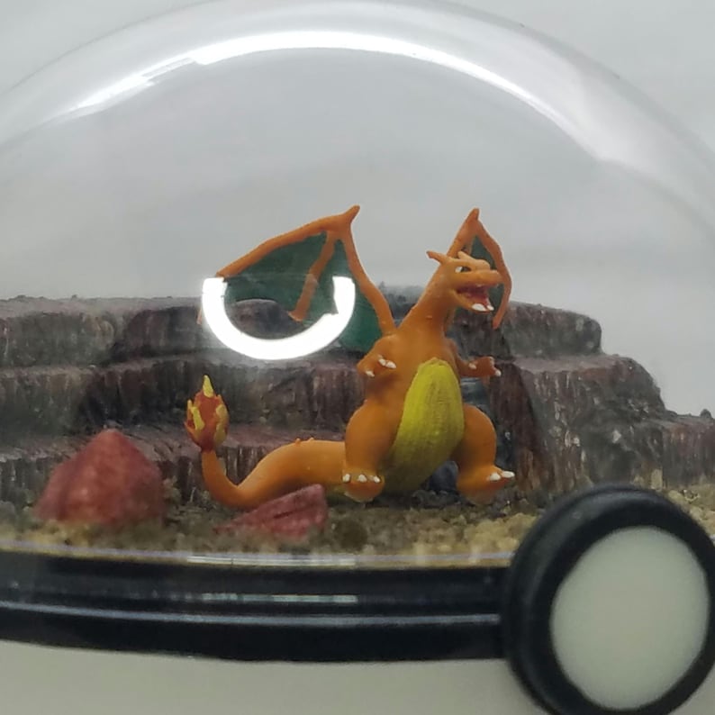 Charizard Hand Sculpted and Painted Pokeball Terrarium. Pokeball ...