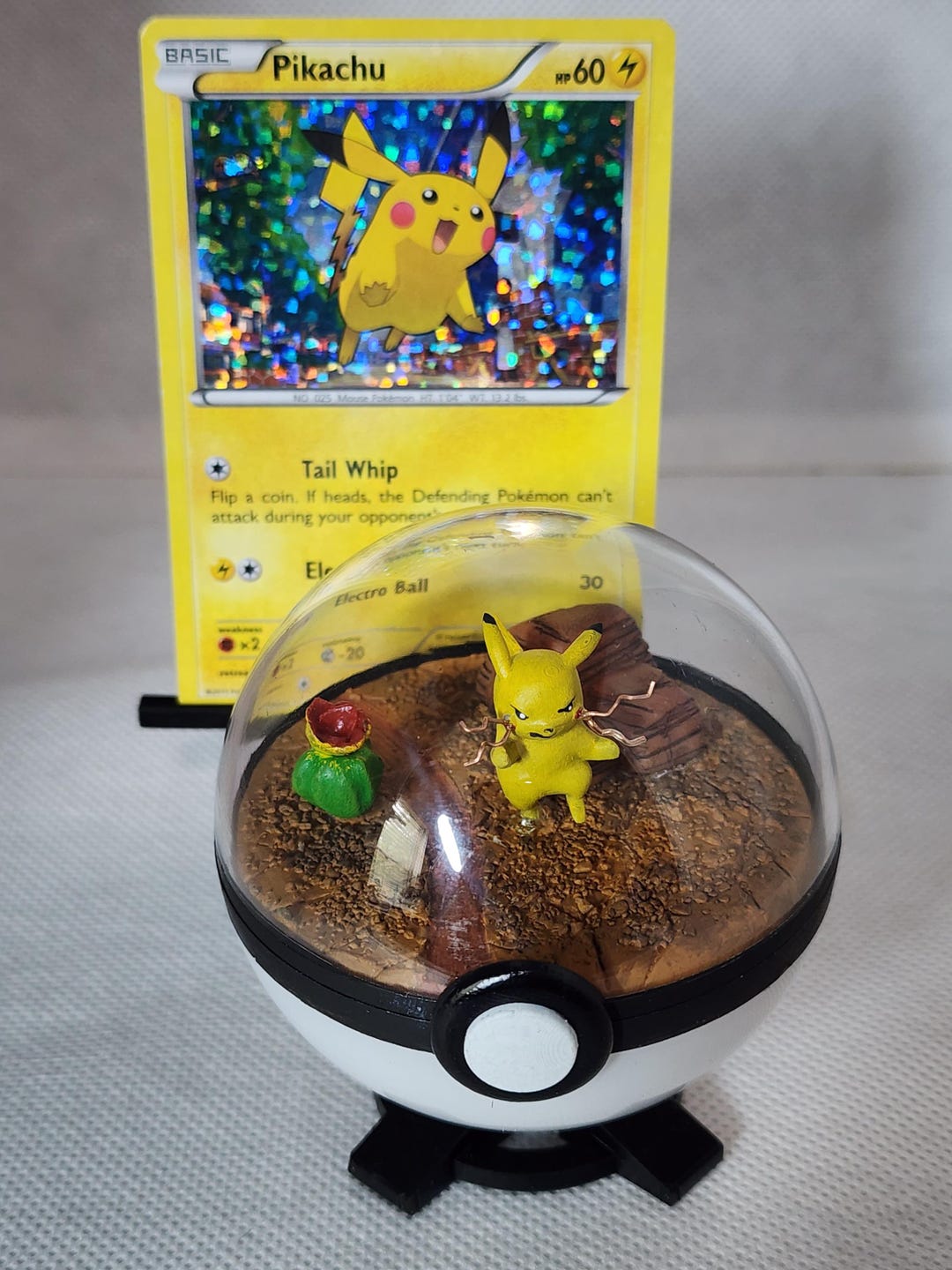 Pikachu Spark Hand Sculpted and Painted Pokeball Terrarium. Pokeball ...