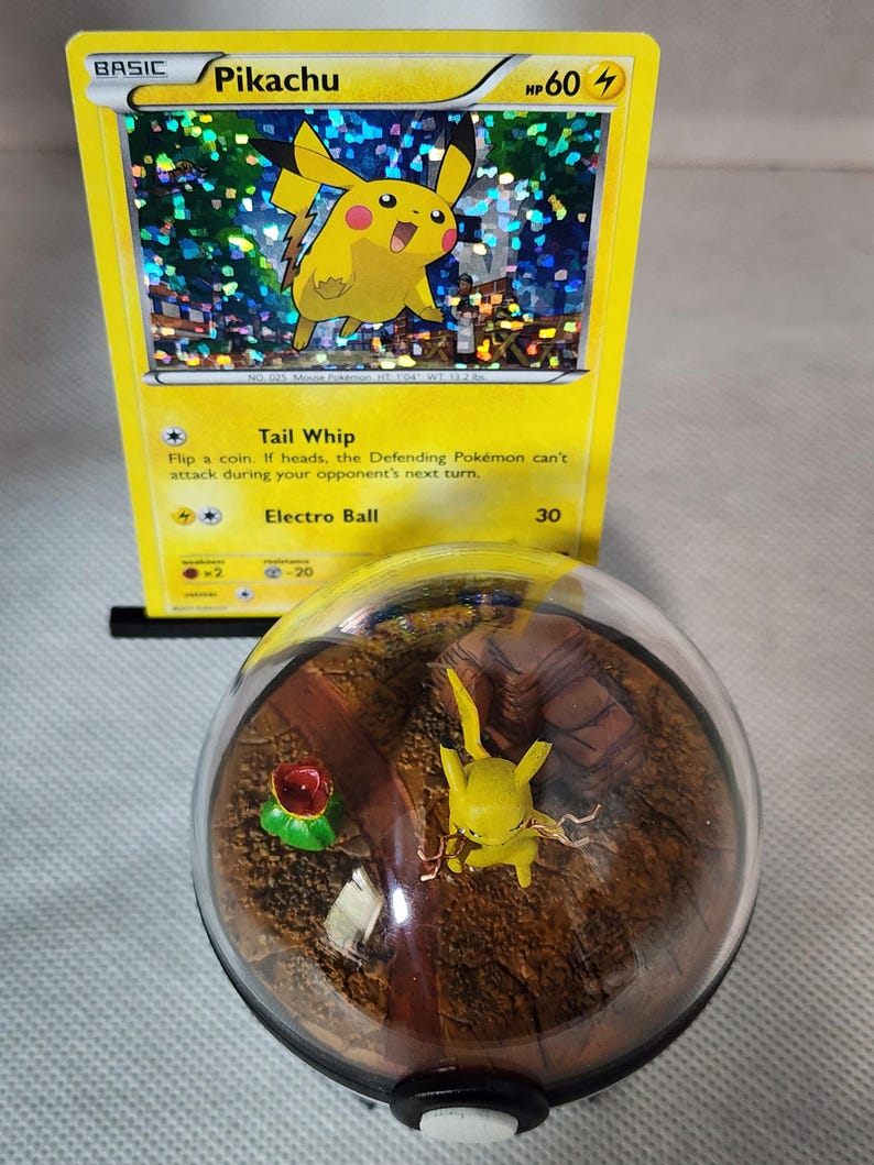 Pikachu Spark Hand Sculpted and Painted Pokeball Terrarium. Pokeball ...