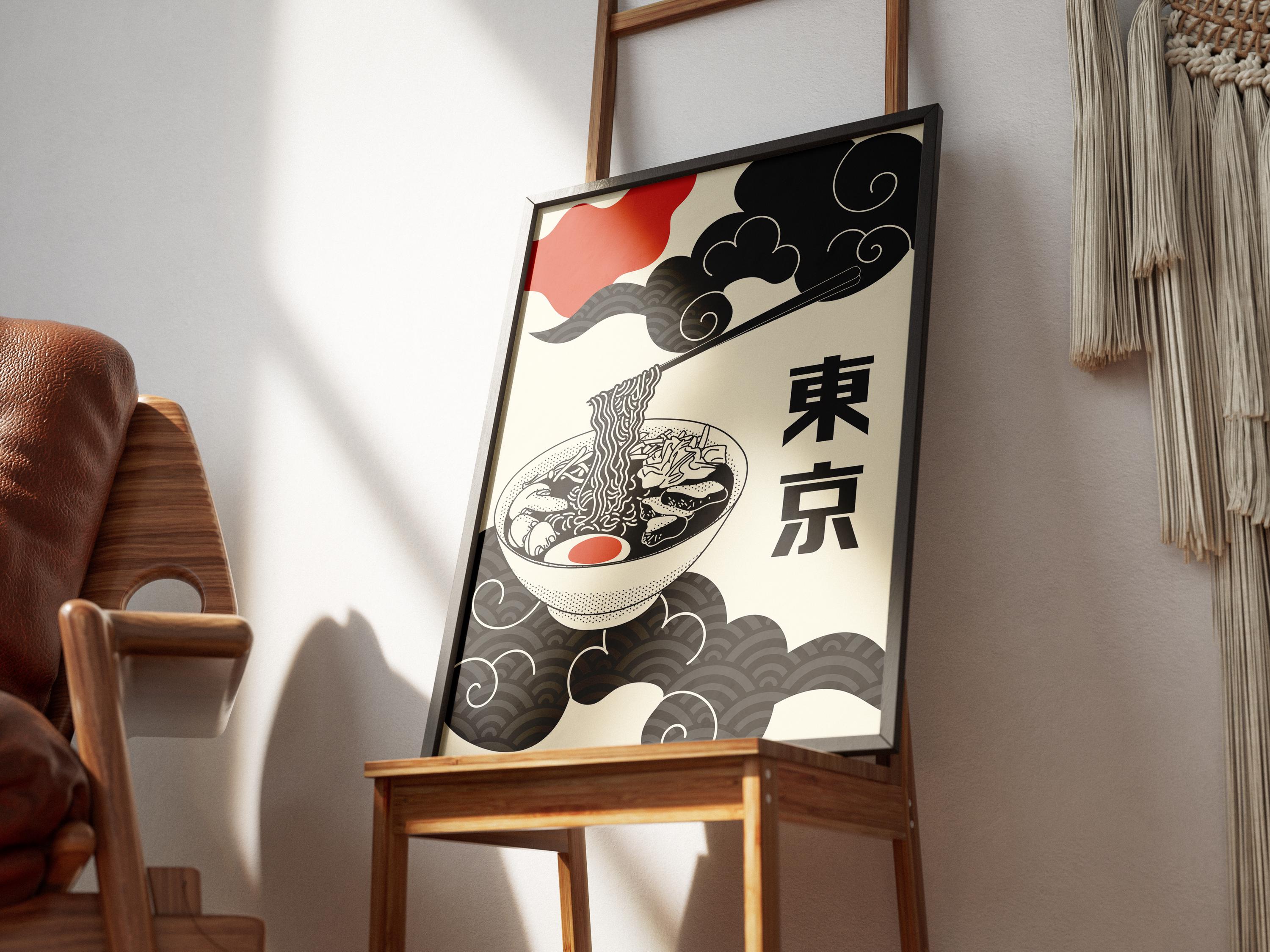 Tokyo Japan Ramen Retro Poster, Printable Wall Art, Digital Print ...