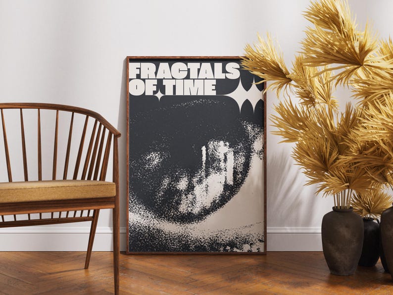 Fractals of Time Retro Futuristic Poster, Printable Wall Art ...