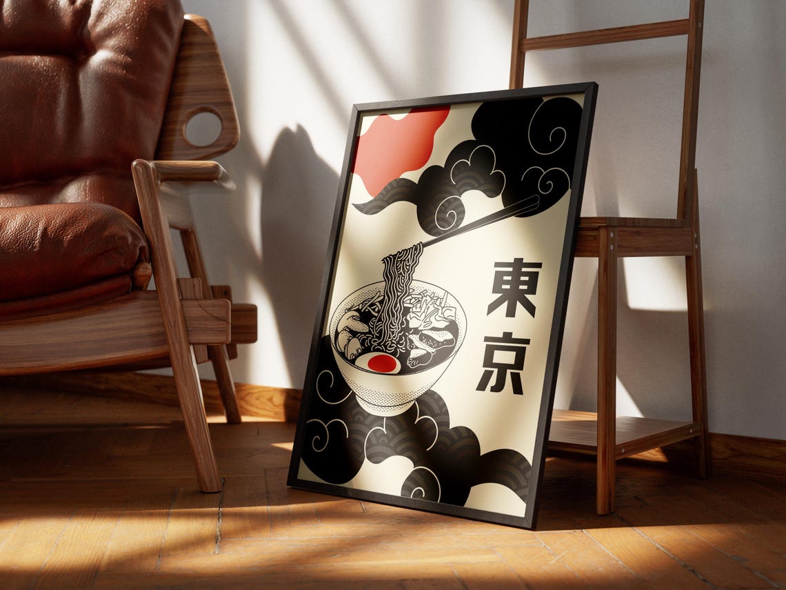 Tokyo Japan Ramen Retro Poster, Printable Wall Art, Digital Print ...