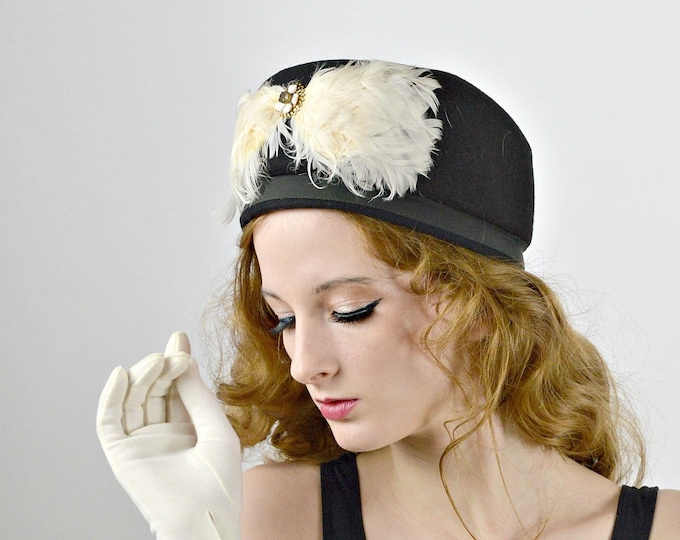 Titanic Hat, Edwardian Style, Black Evening Hat, Hollywood Glam, 1940s ...