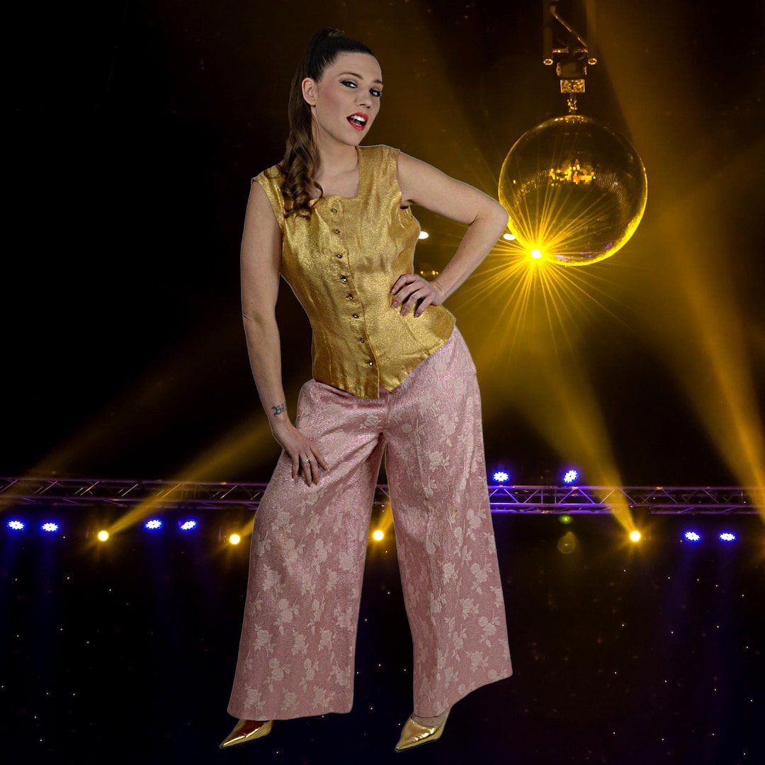 Gold Lame Disco Top, Gold Glitter Vest, Women's Disco Costume, Size ...