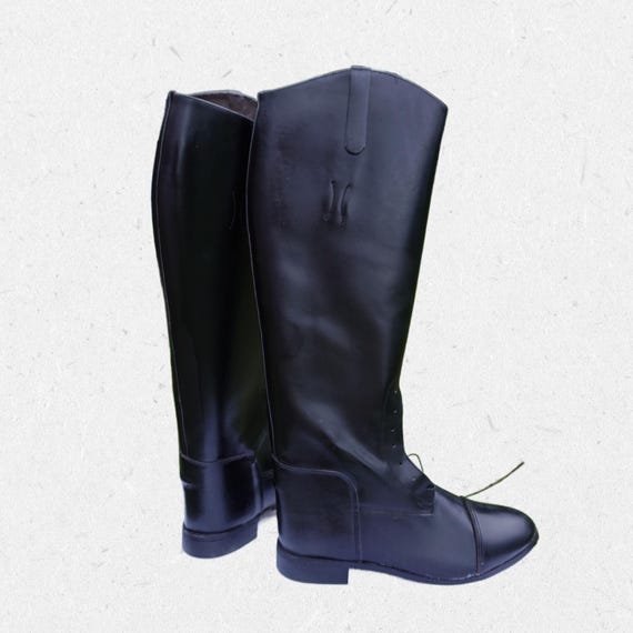 English Riding Field Boot, Black Leather, Equestrian … - Gem