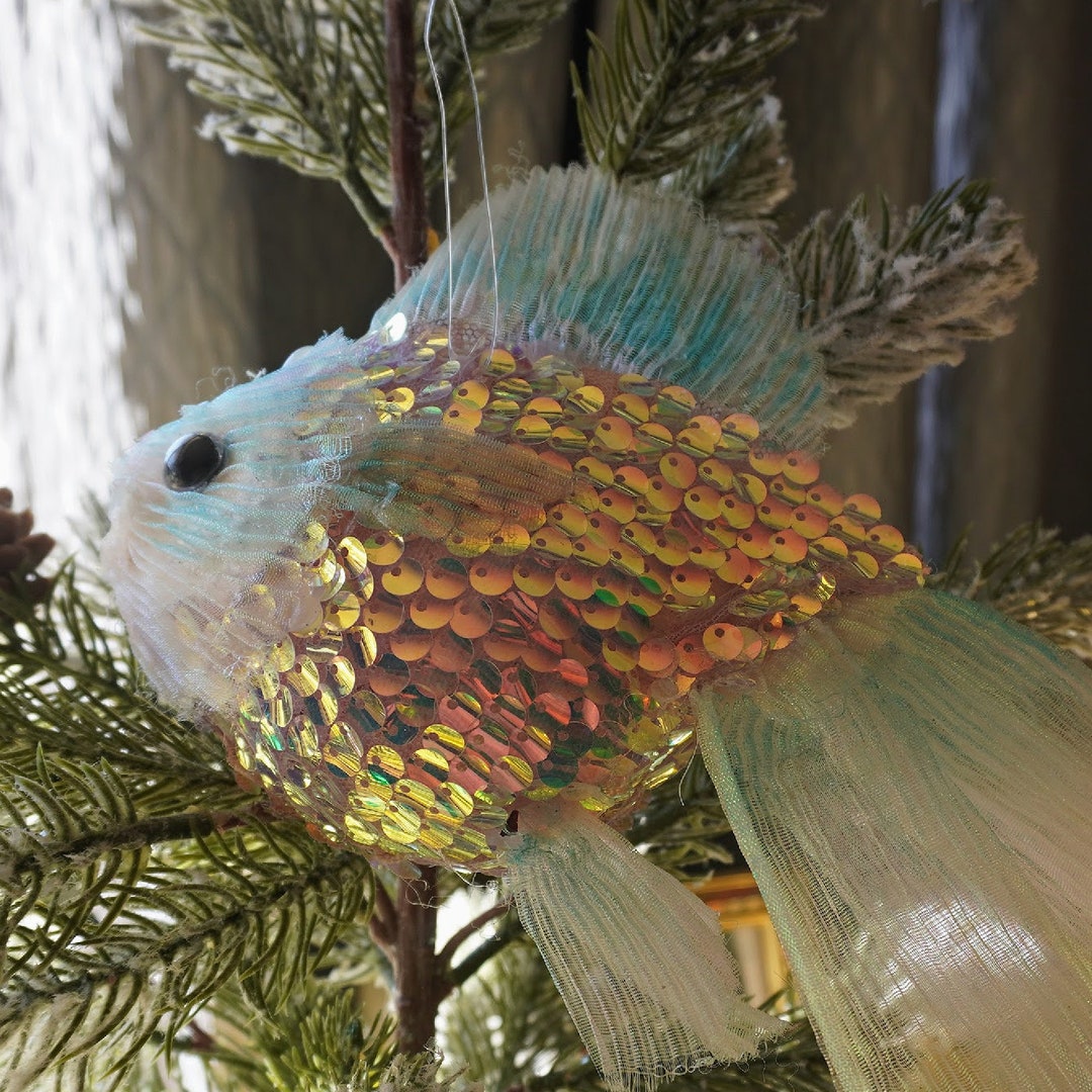 Sequin Tree Fish Ornament, Large Ornaments, Beach House Decor - Etsy