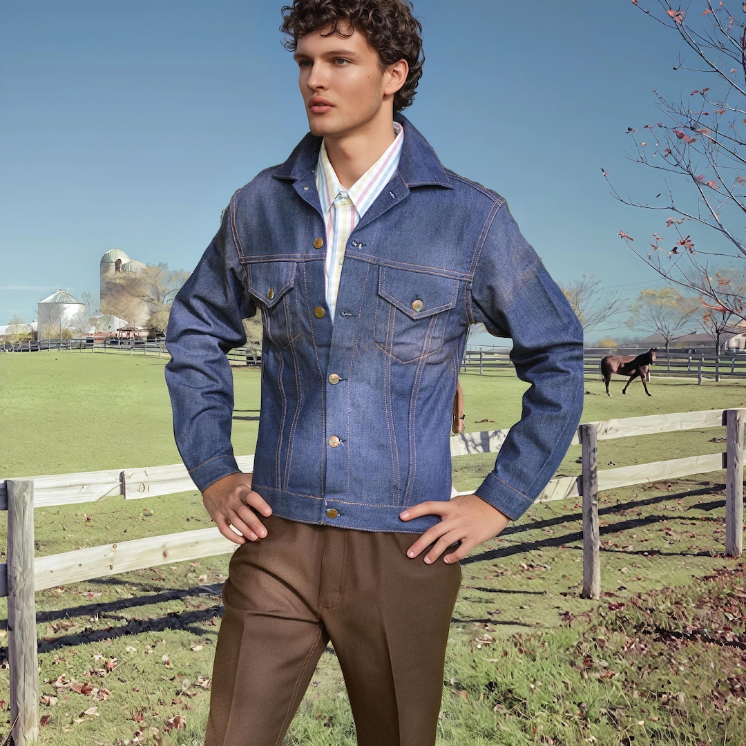 Mens Vintage 70s Jean Jacket, Denim Chorecoat, Flying R Ranch Wear ...