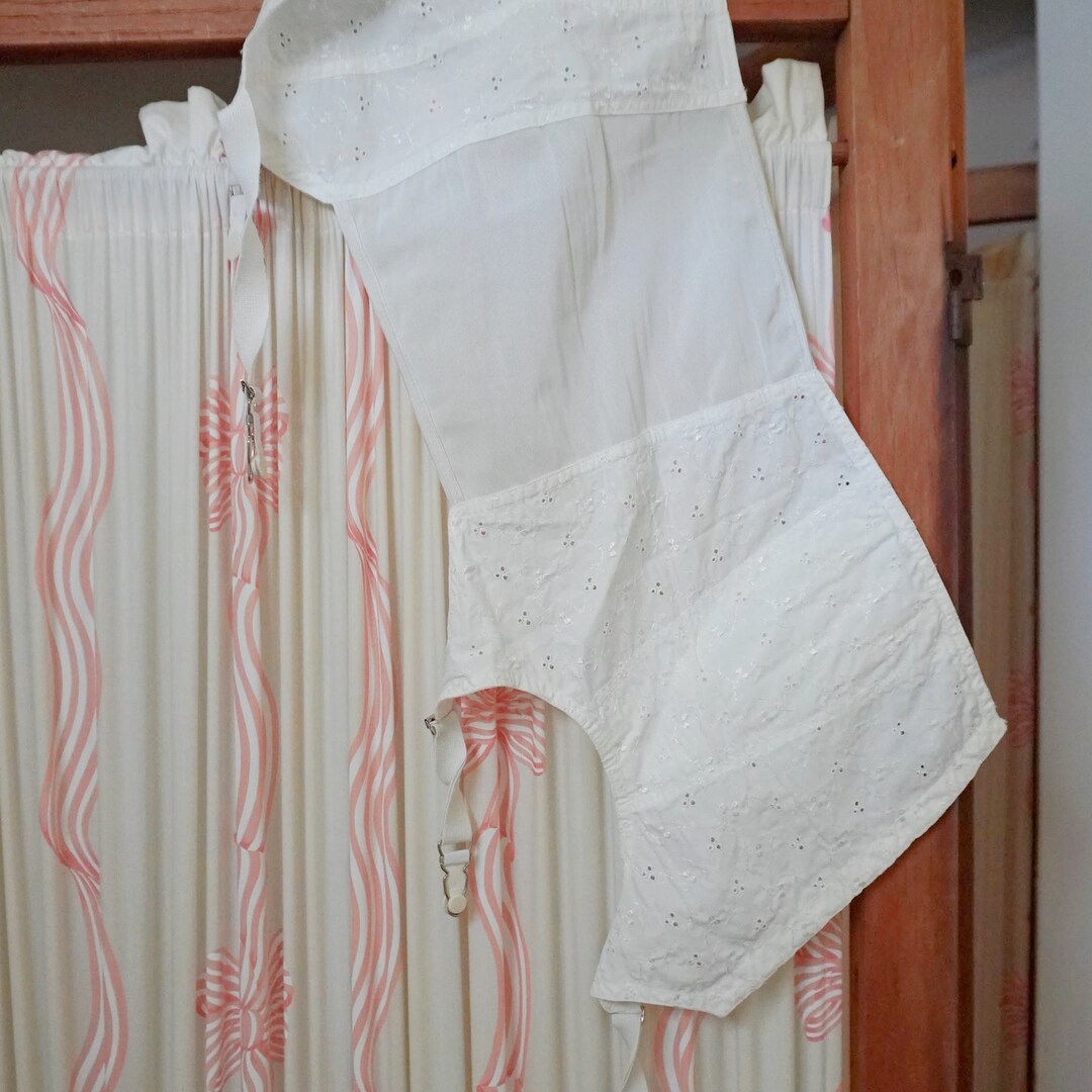 1950s Cotton Girdle With Garters, Eyelet Fabric, Metal Fasteners, Size ...