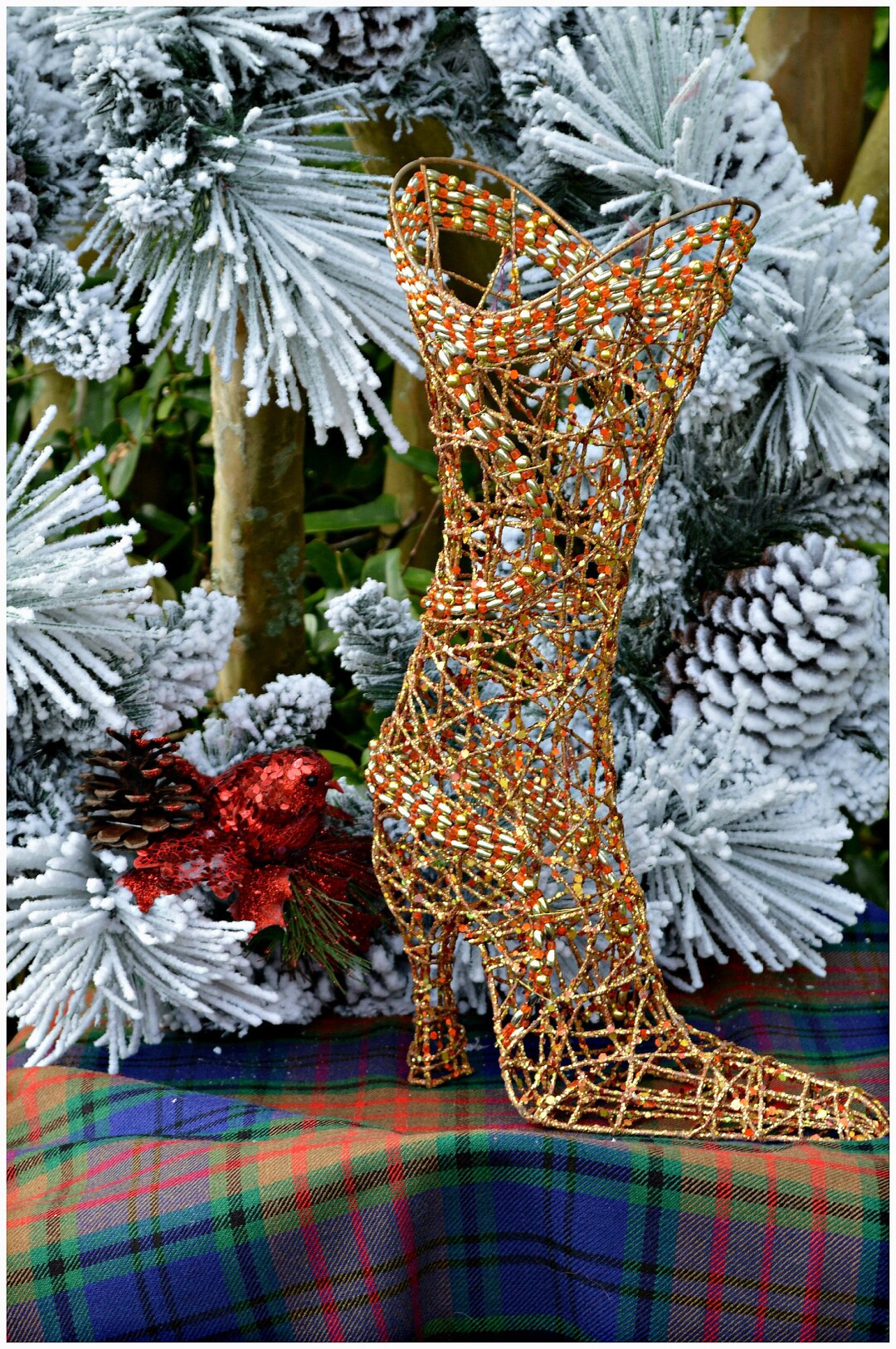 Christmas Glitter Boot, Vintage Table Top Decor, Stiletto High Heeled ...