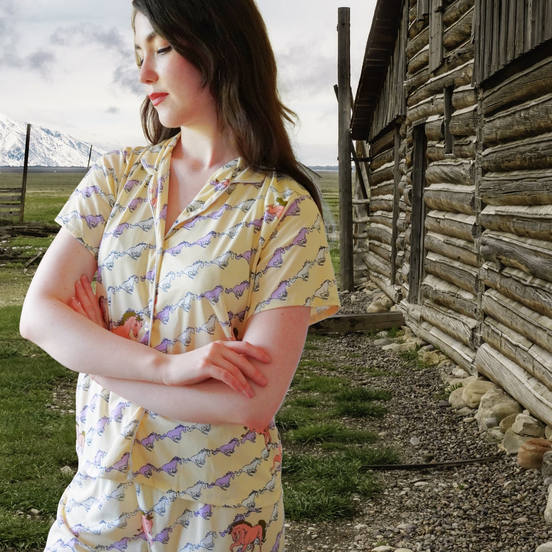 Vintage Horse Themed Pajamas, Retro 70s Lingerie, Top and Pants, Size ...