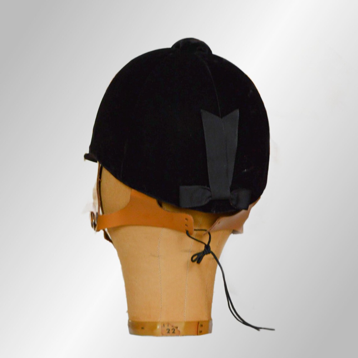 Black Velvet English Riding Helmet Size 7, IRH Detachable Leather Strap ...