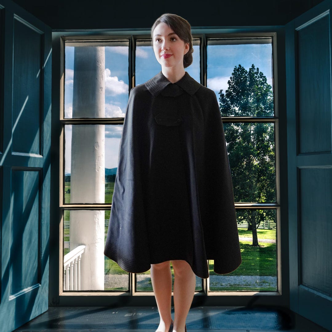 Victorian Nurse Cape, Black Wool Cape, Late 1800s 1900s Outerwear ...