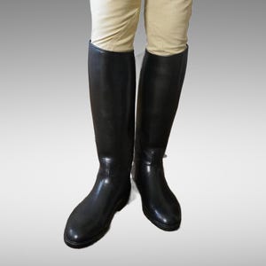 Tall Black Rubber Boots, English Riding Boots, Rain Footwear, Vintage ...