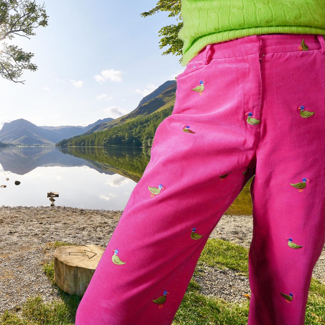 Lilly Pulitzer Pink Corduroy Jeans, Duck Embroidery, Vintage 90s Lilly ...