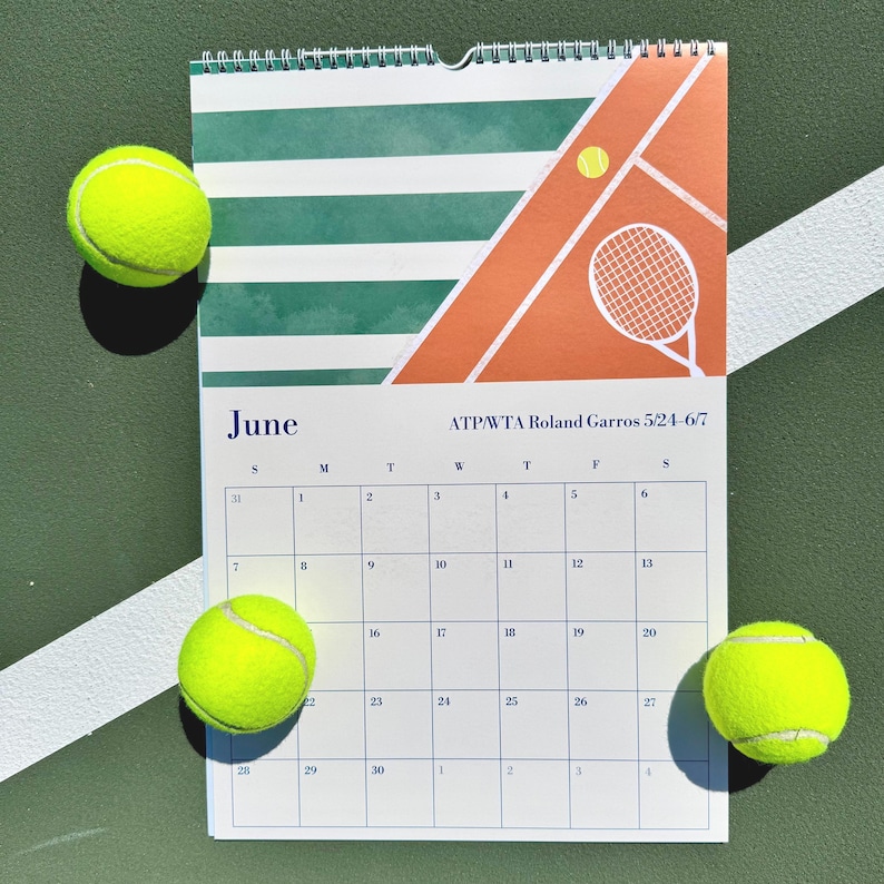 2026 Tennis Art Calendar – Hand-illustrated Scenes of Iconic ...
