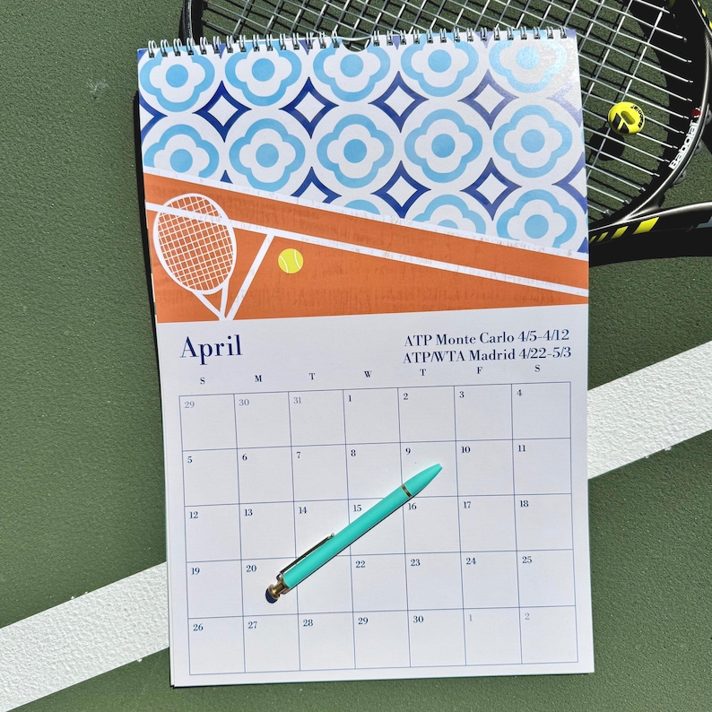 2026 Tennis Art Calendar – Hand-illustrated Scenes of Iconic ...