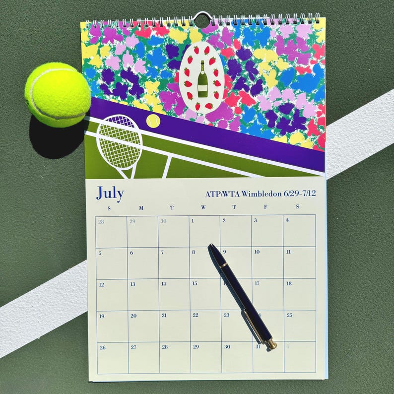 2026 Tennis Art Calendar – Hand-illustrated Scenes of Iconic ...