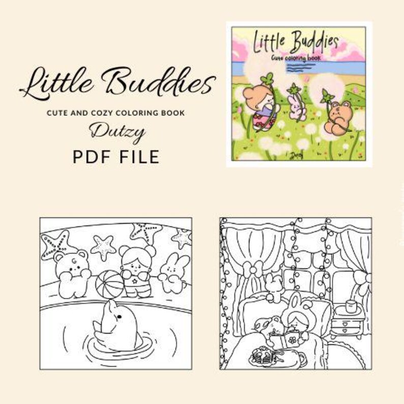 Little Buddies: Cute and Cozy Coloring Book by Dutzy. Digital Download ...